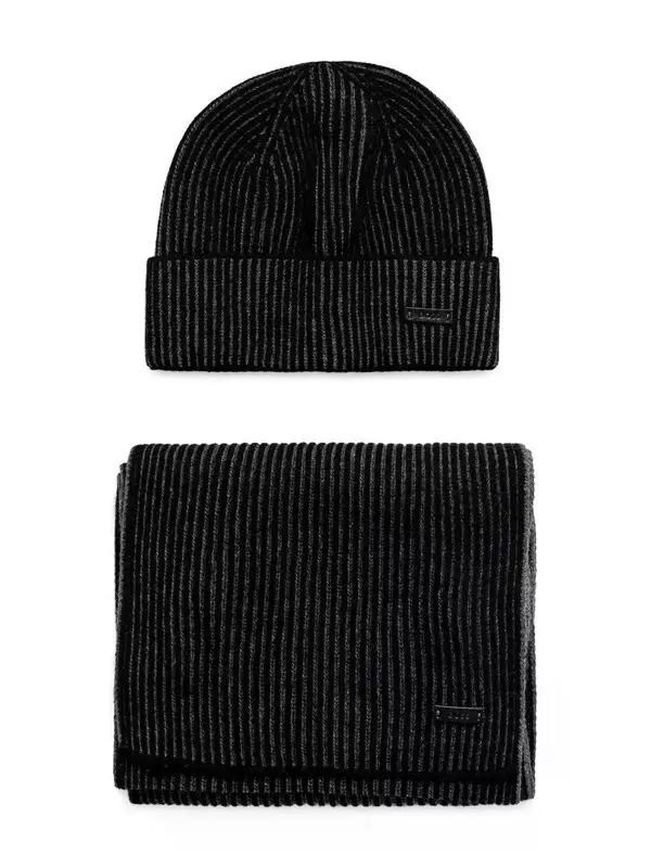 BOSS Ercole Beanie Hat Set - Black