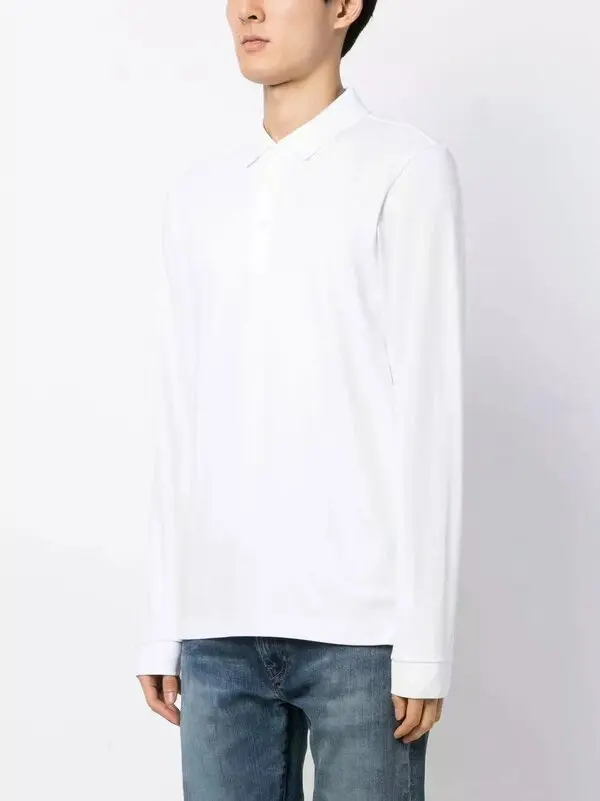 BOSS Long-sleeve Cotton Polo Shirt - White