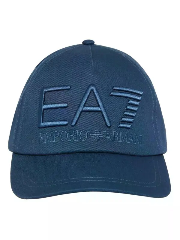 EA7 Logo-embroidered Cotton Cap - Blue