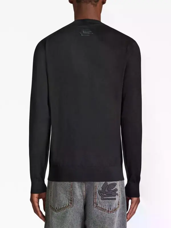 Etro Logo-embroidered Crew-neck Jumper - Black