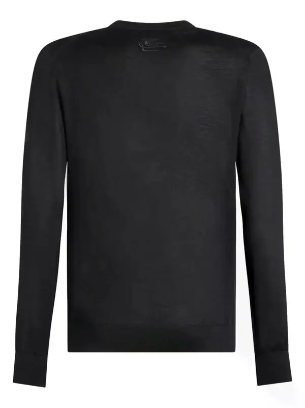 Etro Logo-embroidered Crew-neck Jumper - Black