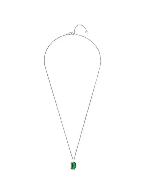 Mateo Emerald-cut Malachite Sterling Necklace - Silver