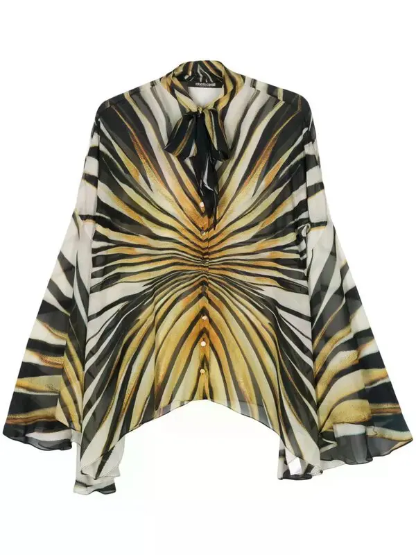 Roberto Cavalli Abstract-print Silk Shirt