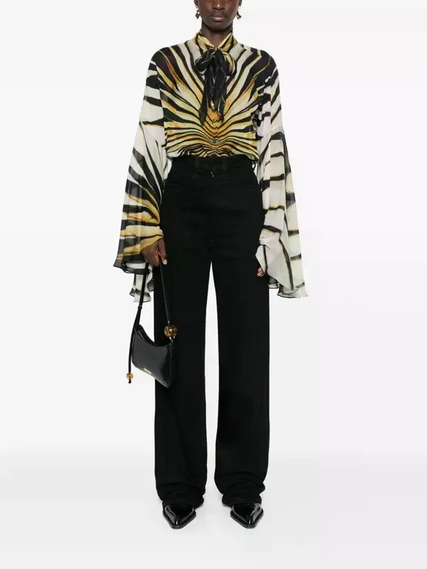 Roberto Cavalli Abstract-print Silk Shirt