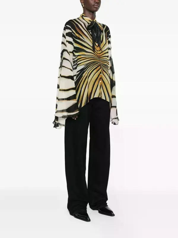 Roberto Cavalli Abstract-print Silk Shirt