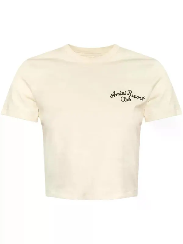 Amiri Embroidered Logo Cotton Crop Top