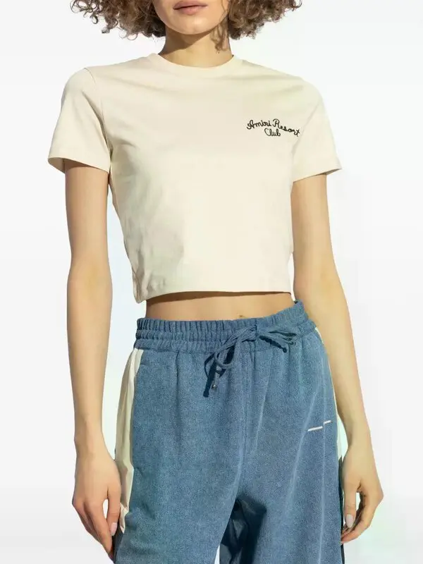 Amiri Embroidered Logo Cotton Crop Top