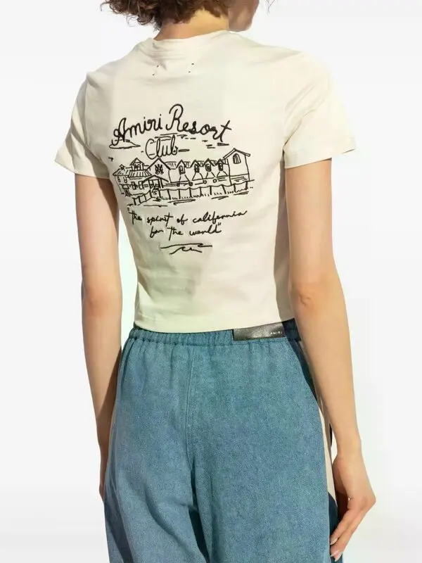 Amiri Embroidered Logo Cotton Crop Top