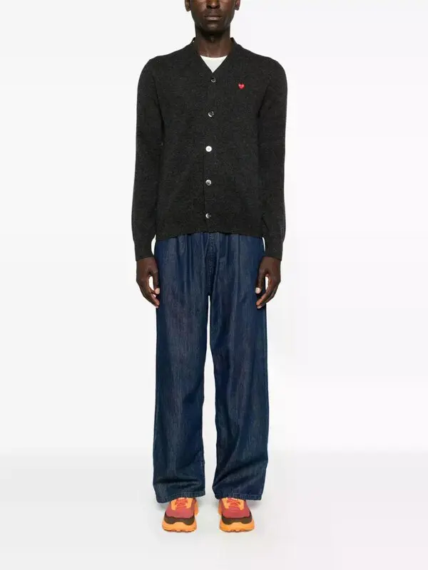 Play Comme Des Garcon Heart-patch Wool Cardigan