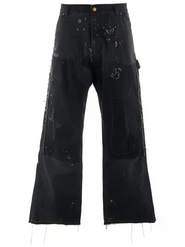 SAINT MXXXXXX Distressed Wide-leg Jeans