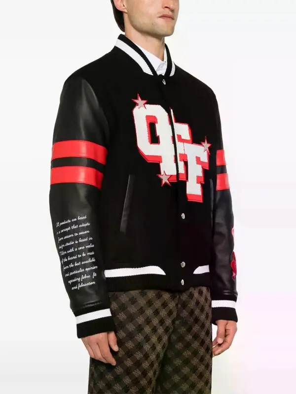 Off-White Dices Leather Trim Varsity Jacket