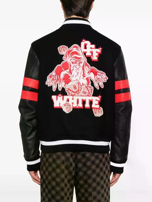 Off-White Dices Leather Trim Varsity Jacket