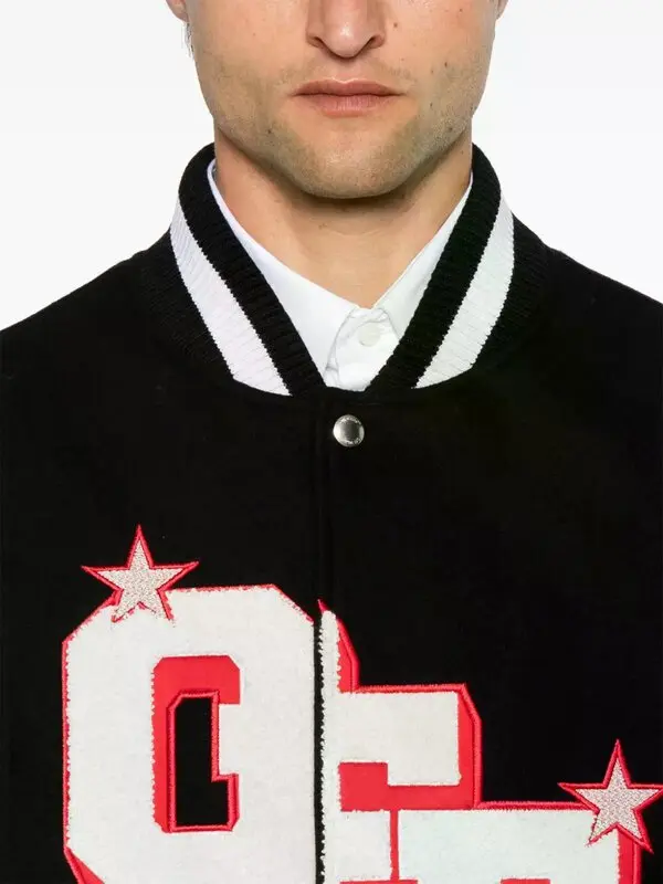 Off-White Dices Leather Trim Varsity Jacket