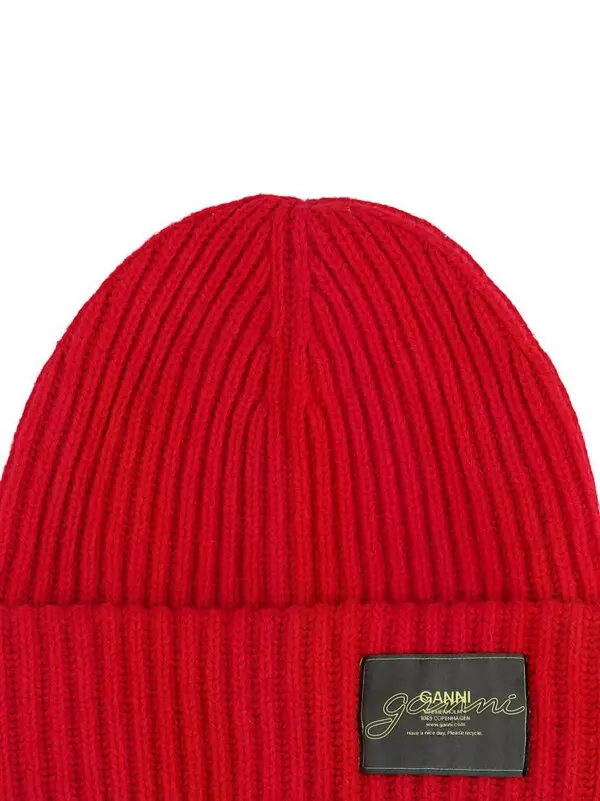 GANNI Logo Patch Beanie