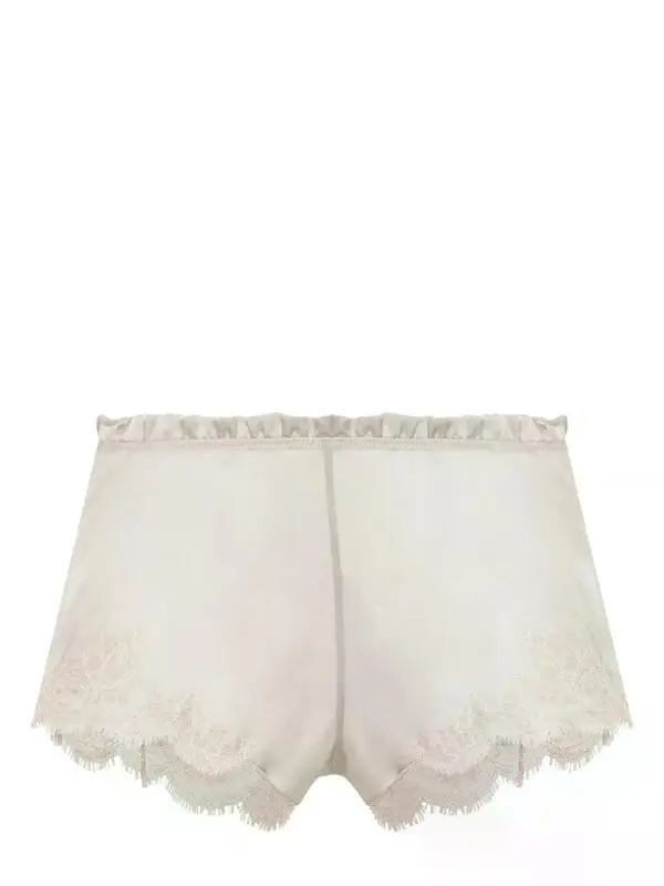 Carine Gilson Calais-caudry Lace-trimmed Silk Shorts - Grey