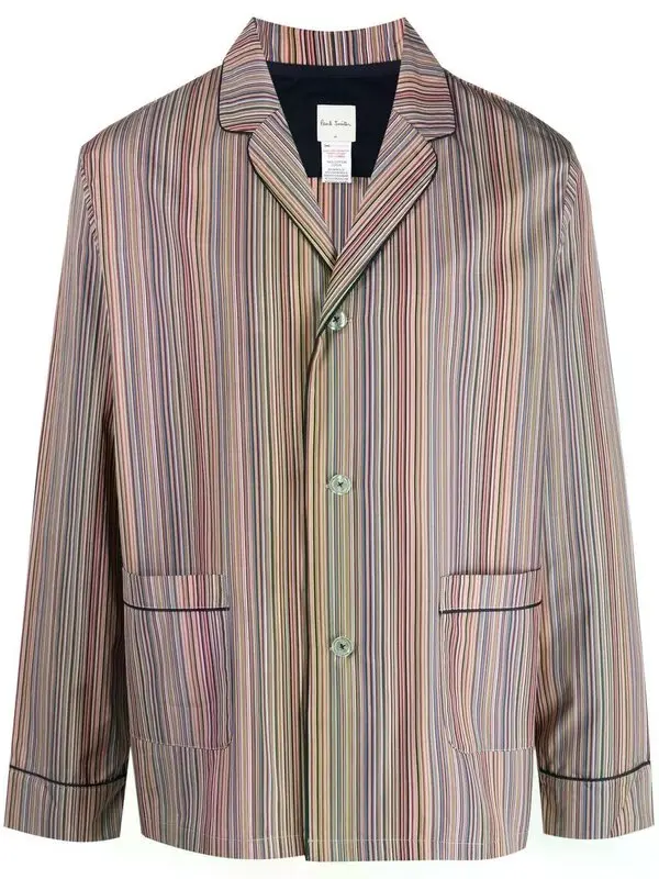 Paul Smith Artist Stripe Cotton Pajamas - Neutrals