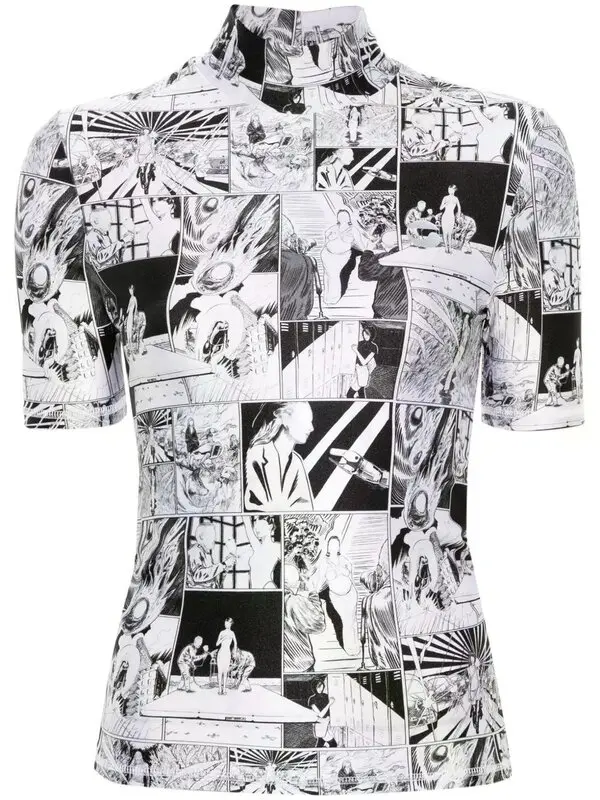 Coperni Funnel-neck Cartoon-print T-shirt