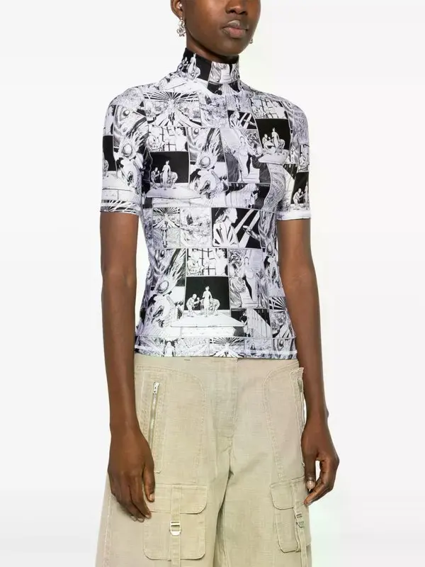 Coperni Funnel-neck Cartoon-print T-shirt