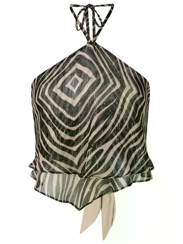 AMIR SLAMA Zebra-print Silk Halterneck Top