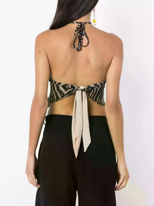 AMIR SLAMA Zebra-print Silk Halterneck Top