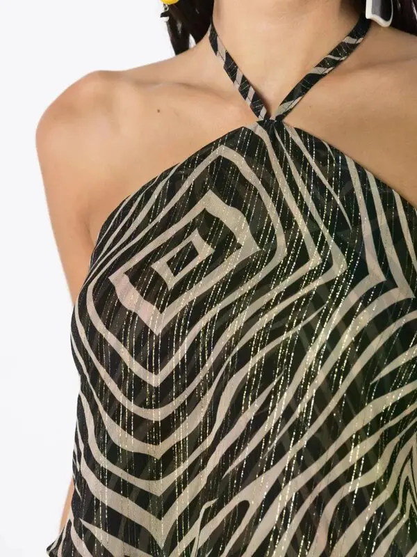 AMIR SLAMA Zebra-print Silk Halterneck Top
