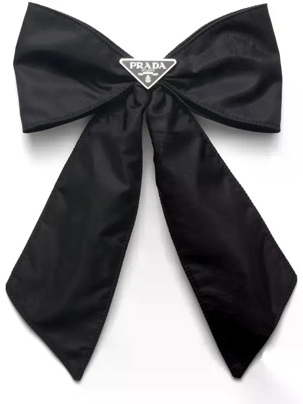 Prada Re-nylon Bow Hair Clip - Black