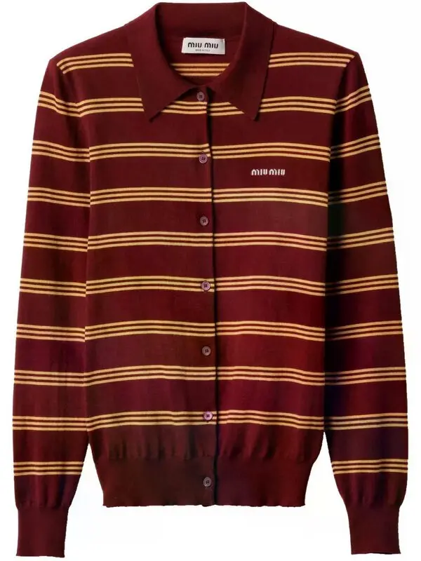 Miu Miu Striped Intarsia-knit Cardigan