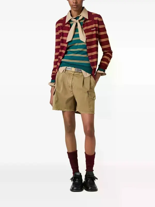 Miu Miu Striped Intarsia-knit Cardigan