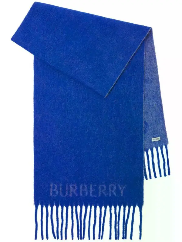 Burberry Equestrian Knight Felted Scarf - Blue
