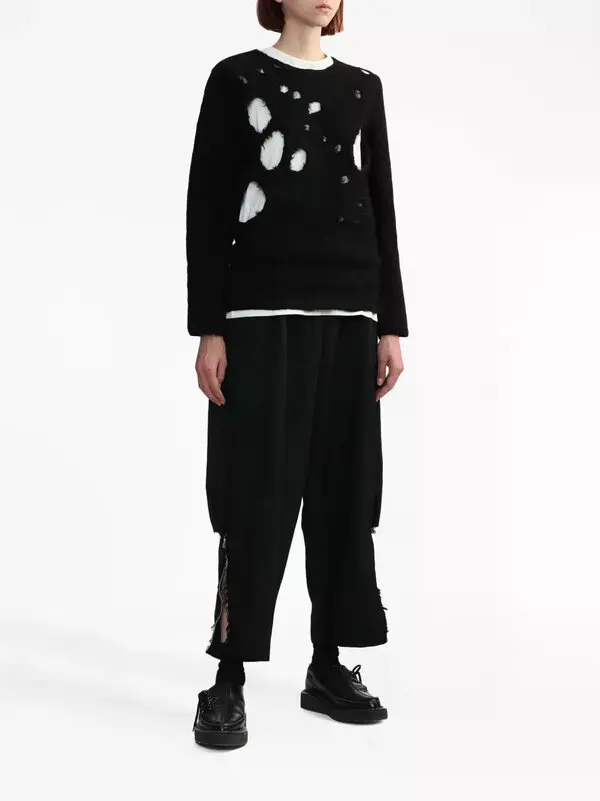 BLACK COMME DES GARÇONS Distressed-effect Wool Jumper