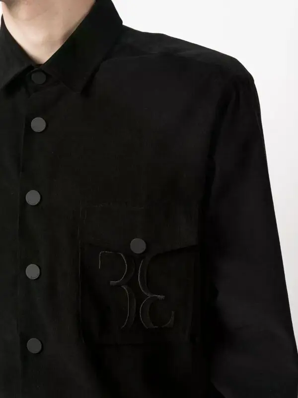 BILLIONAIRE Monogram-embroidered Cotton-corduroy Shirt