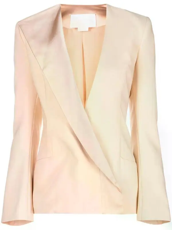 GENNY Single-breasted Asymmetric-lapel Blazer - Neutrals