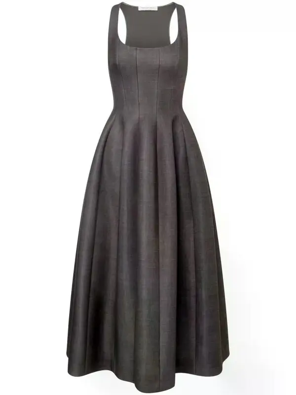 Philosophy Di Lorenzo Serafini Square-neck Full-skirt Midi Dress - Grey