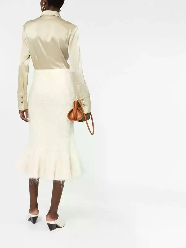 JIL SANDER Pleated Hem Mohair-blend Skirt