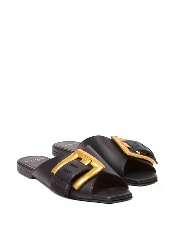 Balmain Anthem Flat Sandals - Black