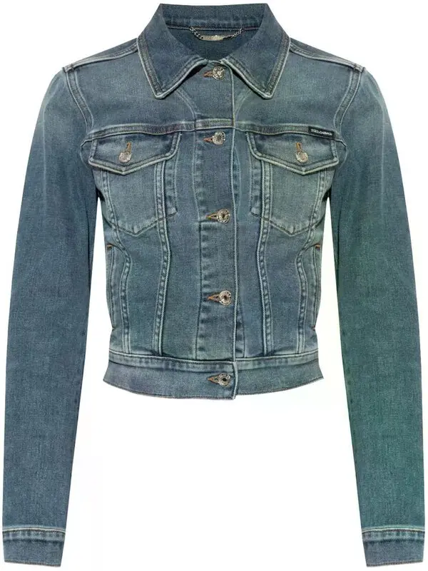 Dolce & Gabbana Logo-plaque Denim Jacket - Blue