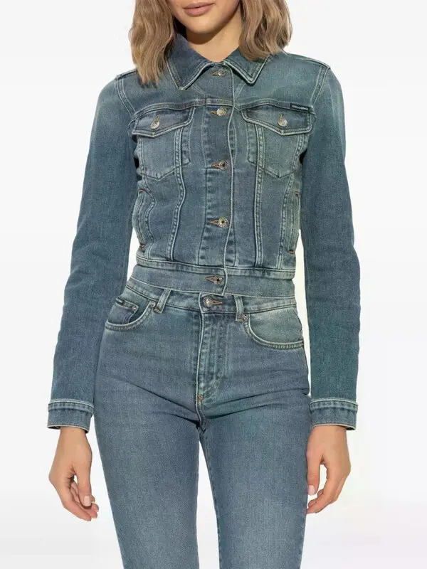 Dolce & Gabbana Logo-plaque Denim Jacket - Blue
