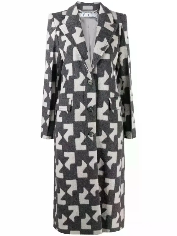 Off-White Geometric Pattern Overcoat