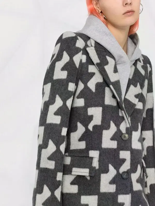 Off-White Geometric Pattern Overcoat