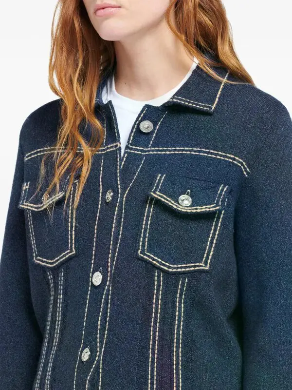 BARRIE Contrast-stitching Denim-effect Jacket - Blue