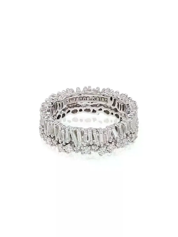 SUZANNE KALAN 18kt White Gold Baguette Diamond Ring - Silver