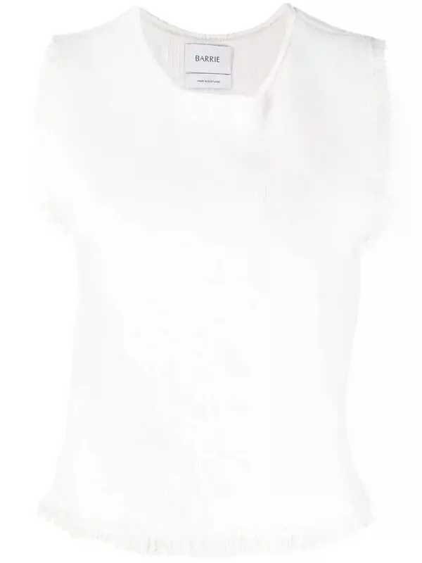 BARRIE Fringe-trim Knitted Top - Neutrals
