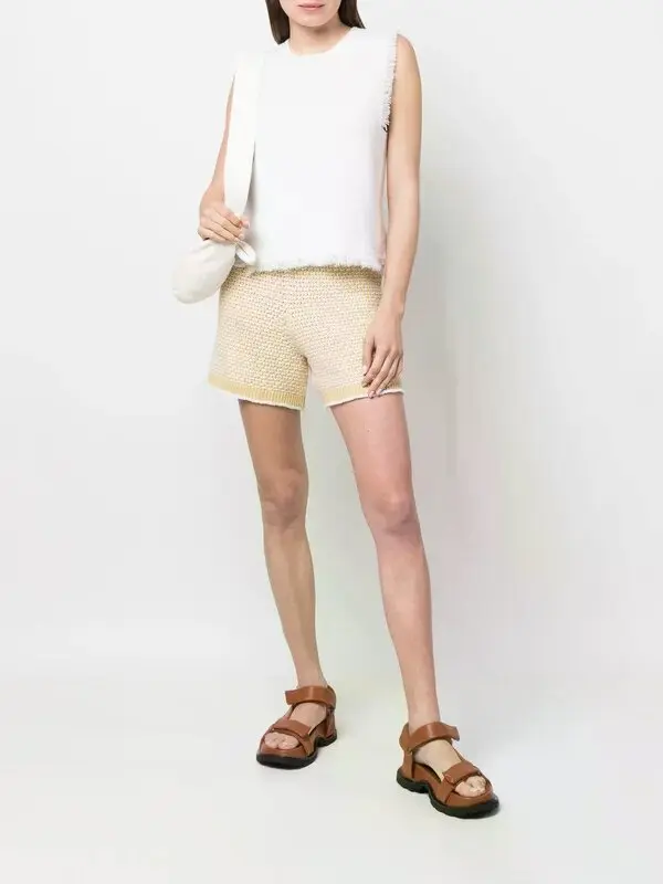 BARRIE Fringe-trim Knitted Top - Neutrals