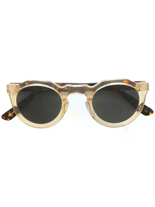 LESCA Round Tinted Sunglasses With Protective Case - Brown