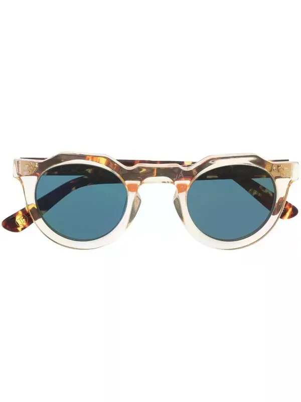 LESCA Round Tinted Sunglasses With Protective Case - Brown