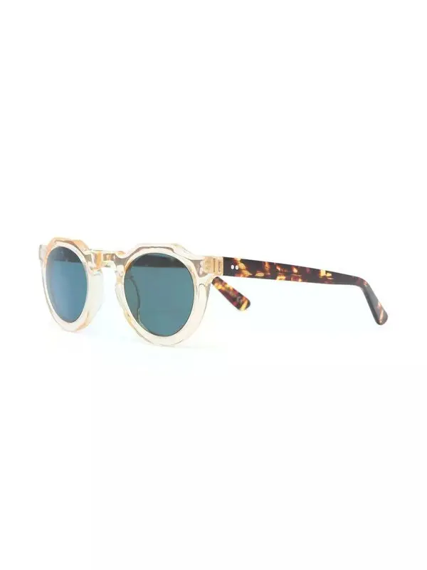 LESCA Round Tinted Sunglasses With Protective Case - Brown