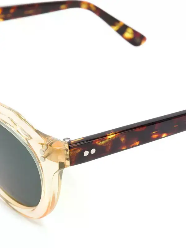 LESCA Round Tinted Sunglasses With Protective Case - Brown