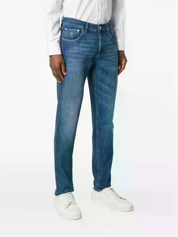 Brunello Cucinelli Logo-patch Jeans - Blue