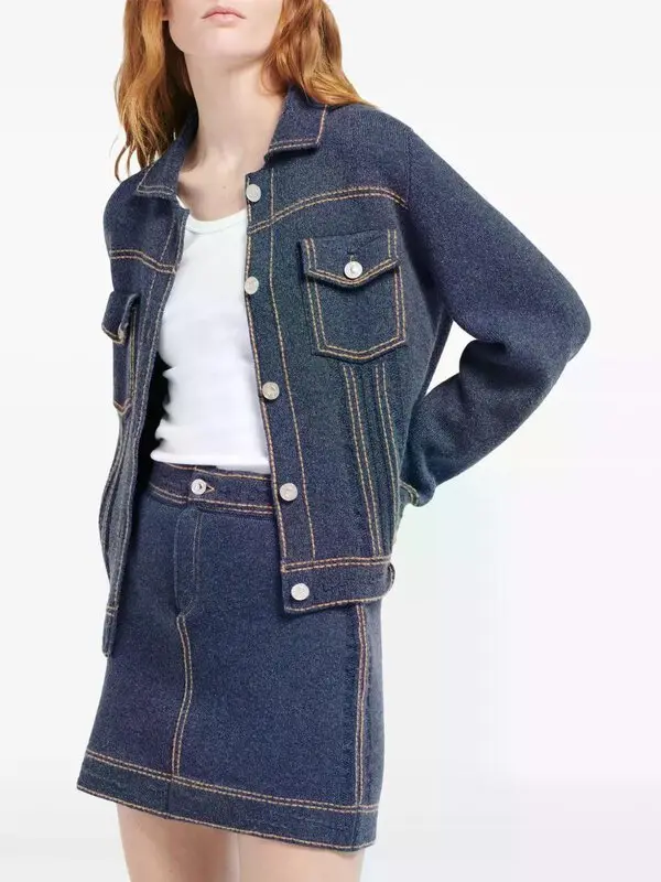 BARRIE Contrast-stitch Mini Skirt