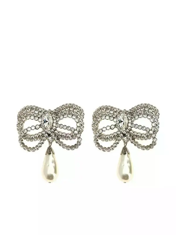 Alessandra Rich Bow Earrings - Silver